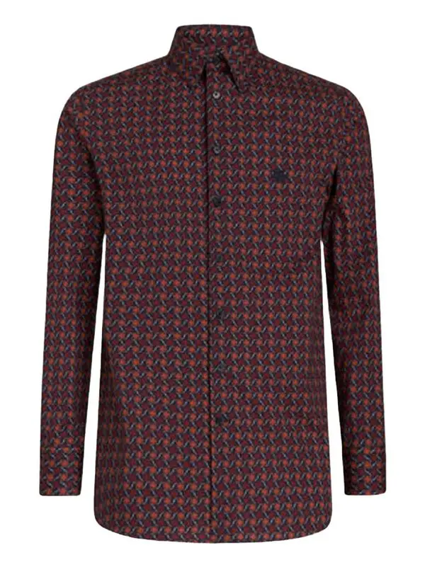 Etro Tie Print Shirt With Logo - Black