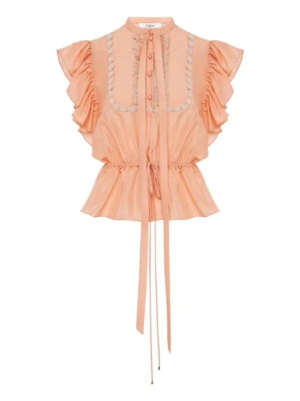 Chloé Lace-trim Drawstring Top - Pink
