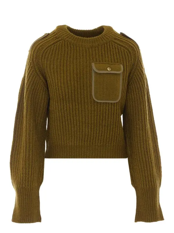 Pinko Chest Pocket Ribbed Sweater - Green