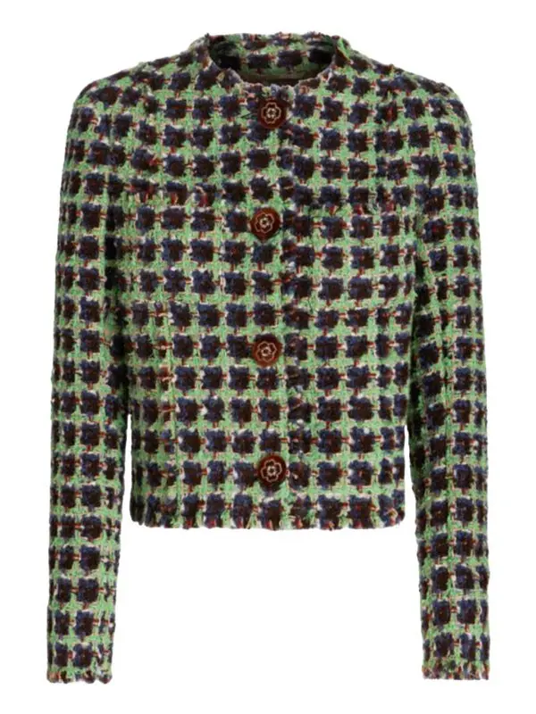 Etro Bouclé Jacket With Floral Buttons - Black