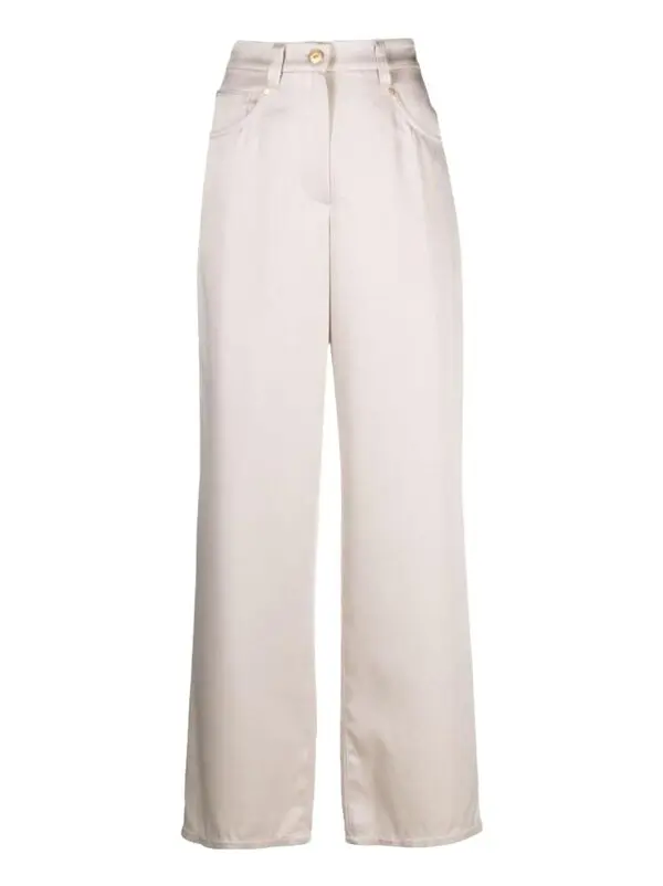 Brunello Cucinelli High-waisted Wide-leg Trousers - White