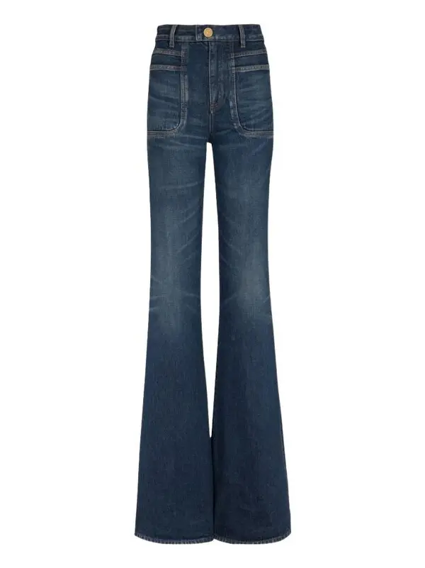 Balmain Belt-looped Flared Jeans - Blue