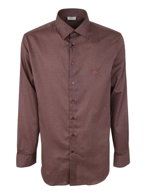 Etro Logo Embroidered Long Sleeved Shirt - Red
