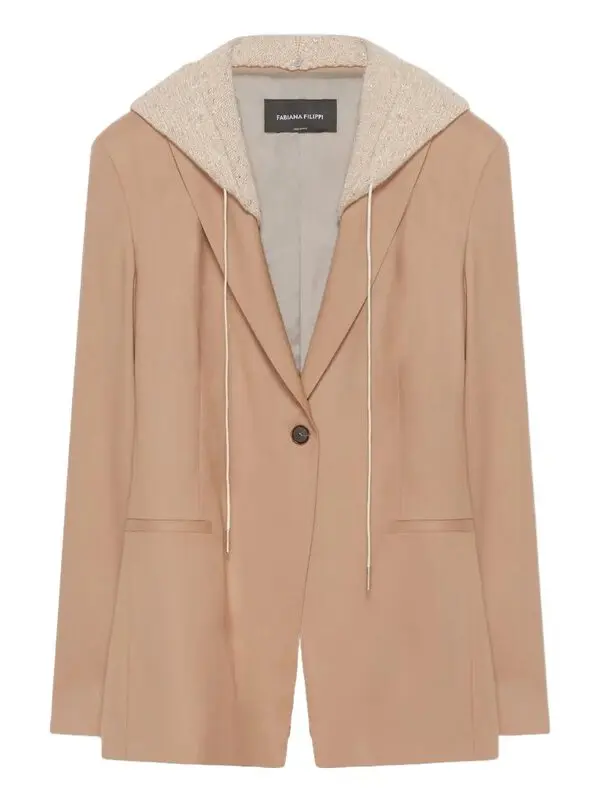 Fabiana Filippi Wool Hooded Suit Coat - Nude