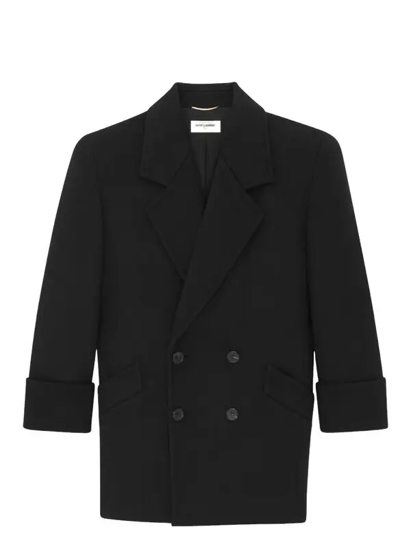 Saint Laurent Double-breasted Buttoned Coat - Black