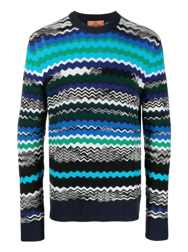 Missoni Zig-zag Woven Crewneck Knitted Jumper - Black