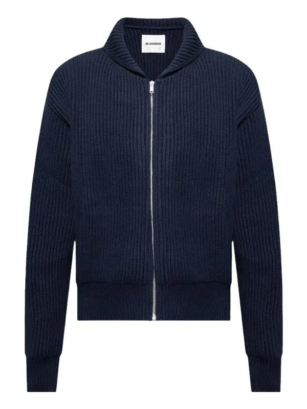 JIL SANDER Ribbed Zip-up Cardigan - Black