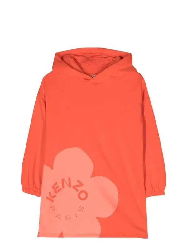 Kenzo Long-sleeved Hooded Dress - Orange