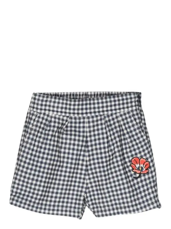 Kenzo Check-print Cotton Shorts - Gray