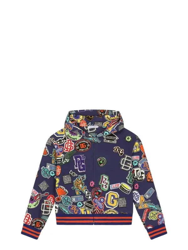 Dolce & Gabbana Sticker-print Zip-up Hoodie - Black