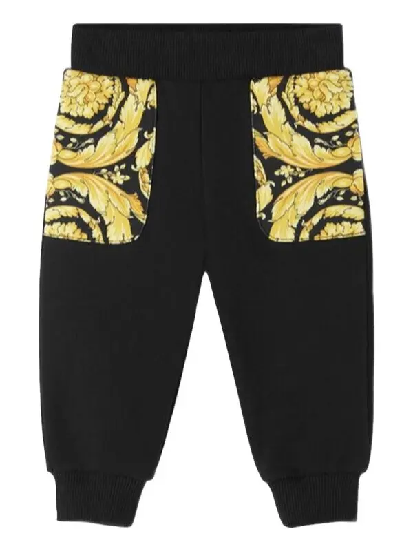 Versace Barocco-print Cotton Track Pants - Black