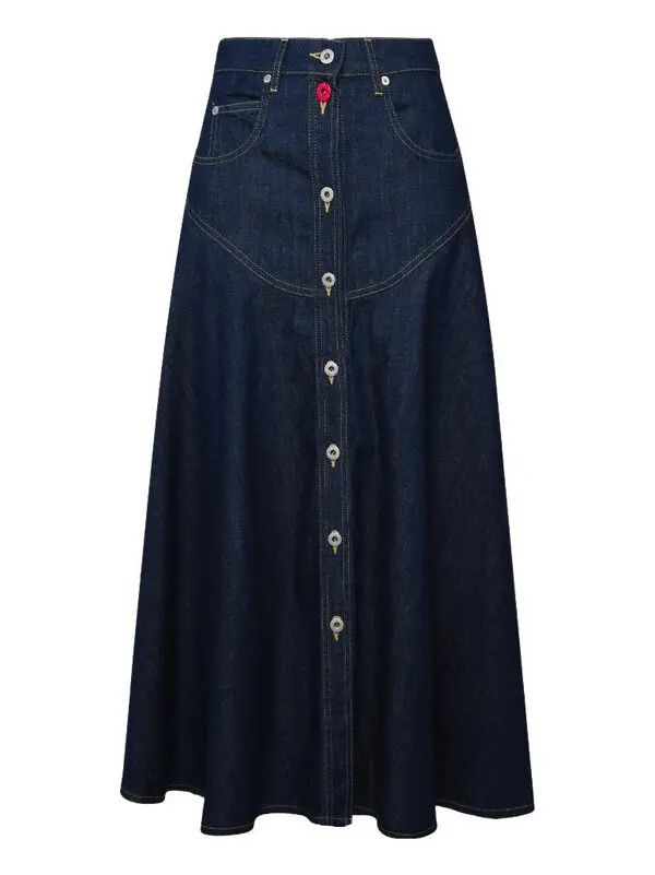 Kenzo Long Flared Denim Skirt - Black