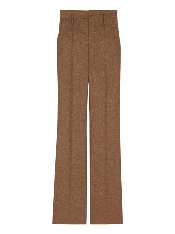 Saint Laurent High Waist Straight Leg Pants - Brown