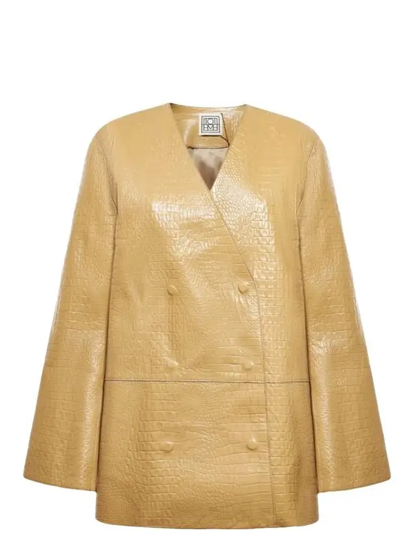 TOTEME Crocodile-embossed Single-breasted Blazer - Nude