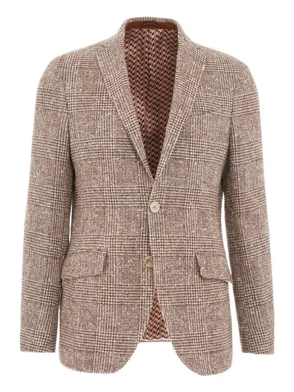 Etro Wool Jacket With Check Working - Nude