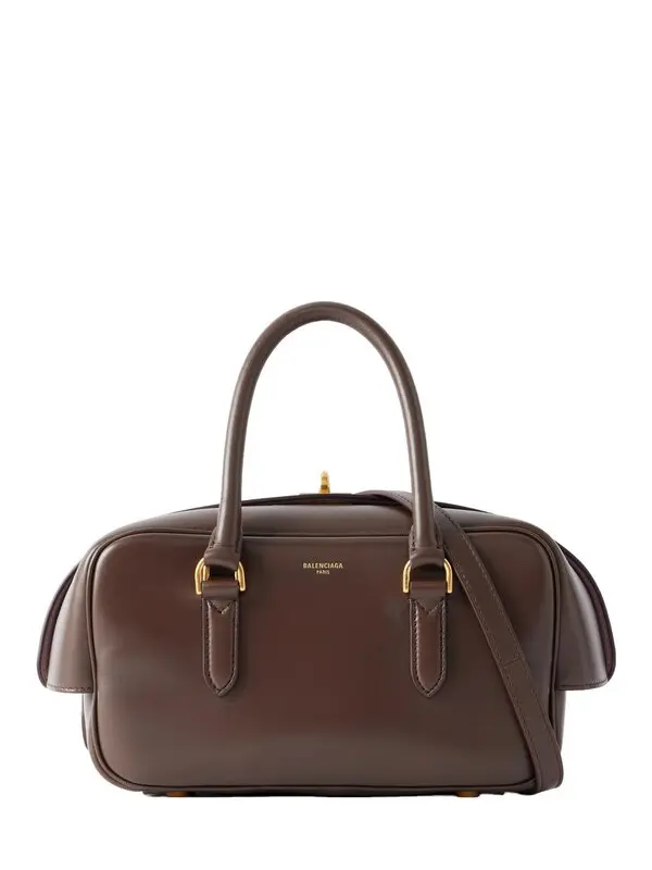 Balenciaga Le 7 Bowling Full-grain Leather Shoulder Bag - Brown