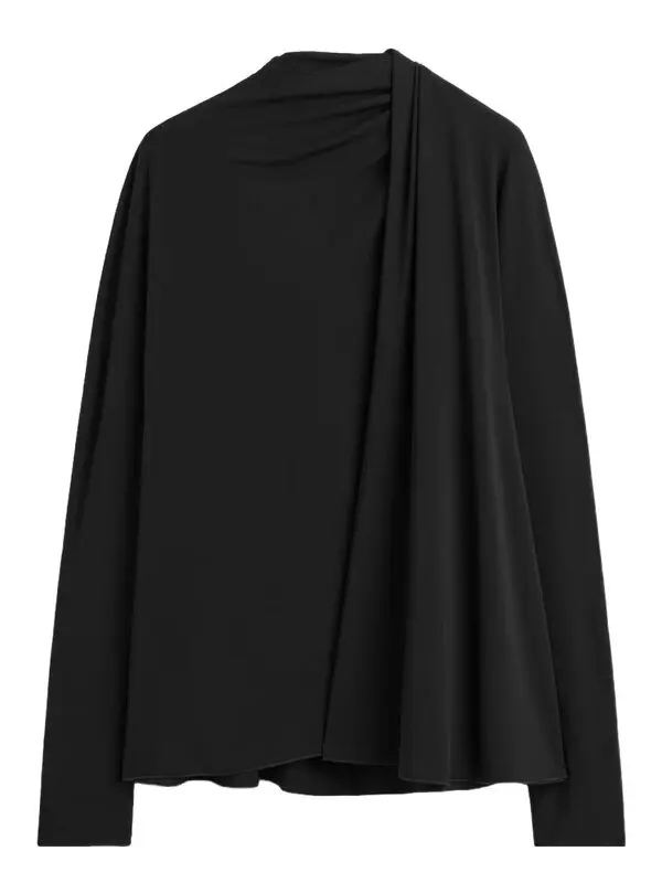 TOTEME Asymmetric Draped Blouse - Black