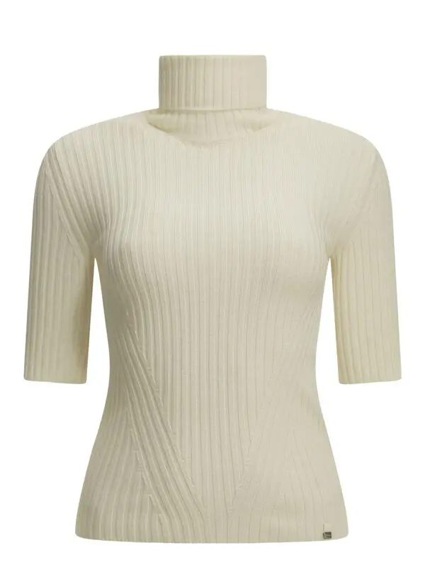 Herno Ribbed-knit Short-sleeve Sweater - White