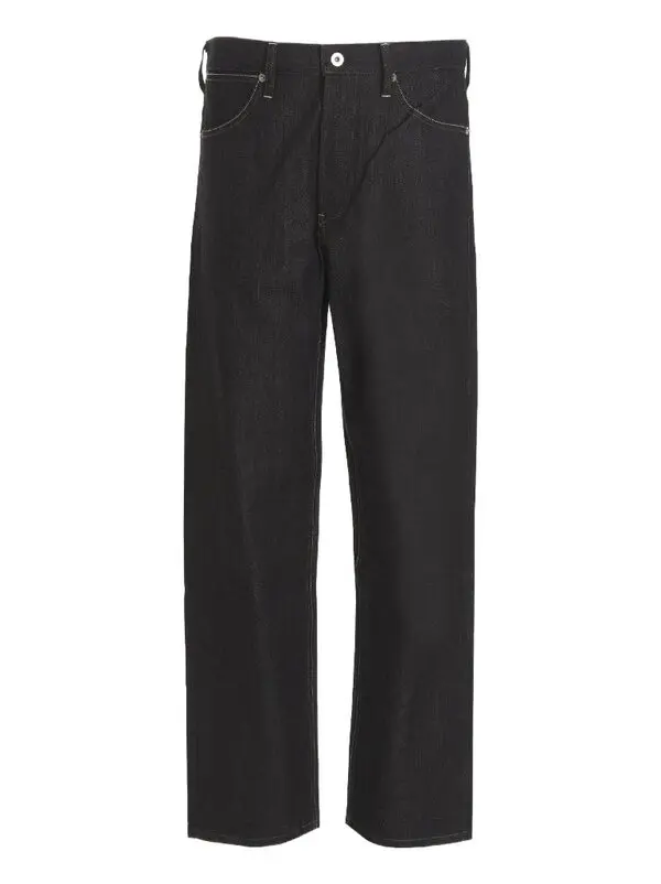 JIL SANDER Logo Patch Straight Leg Jeans - Black