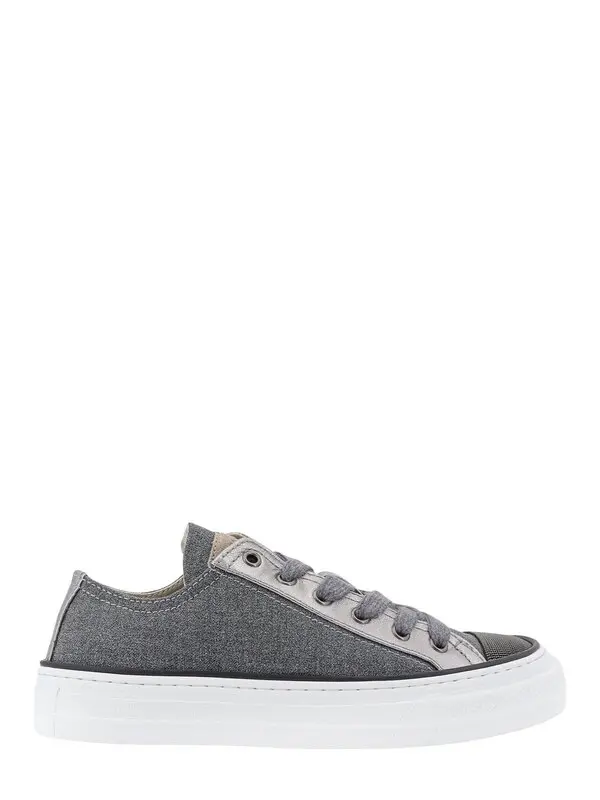 Brunello Cucinelli Panelled Lace-up Sneakers - Medium Gray