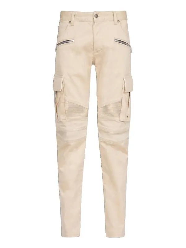 Balmain Cotton Cargo Trousers - Nude