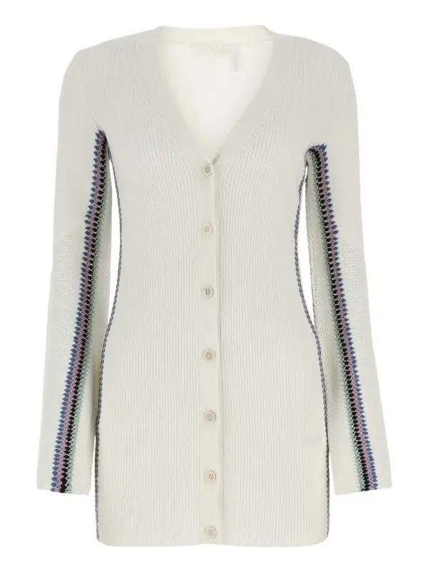 Chloé Long-sleeved Knitted Cardigan - White