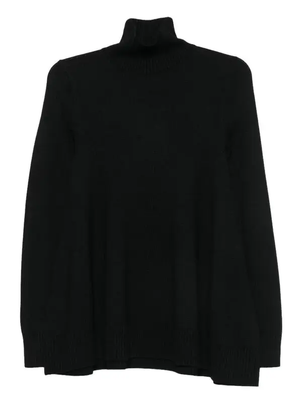 TOTEME Ribbed High Neck Knitted Sweater - Black