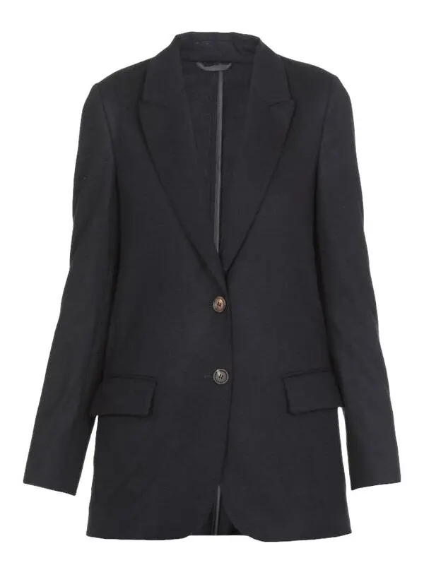 Brunello Cucinelli Single-breasted Buttoned Jacket - Black