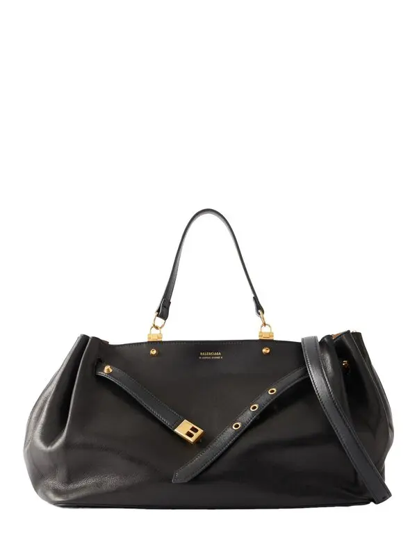 Balenciaga Fan Medium Leather Tote - Black