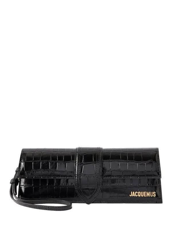Jacquemus La Pochette Bambino Crocodile-effect Leather Clutch - Black