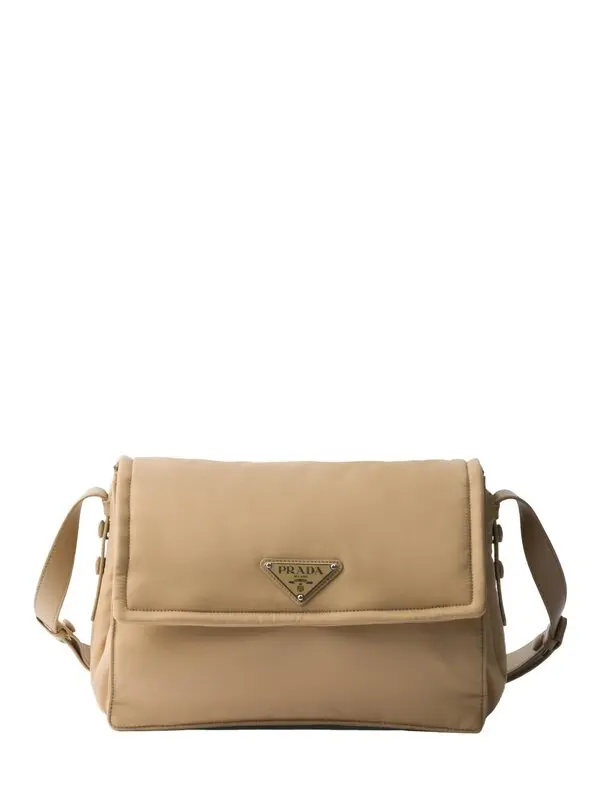 Prada Traveller Medium Padded Re-nylon Bag - Camel Brown