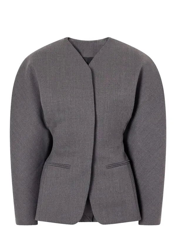Jacquemus La Veste Ovalo Drill Blazer - Gray