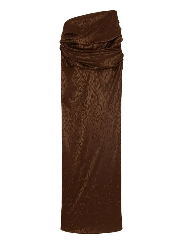 Alex Perry Draped Leopard-print Mesh Maxi Skirt - Brown
