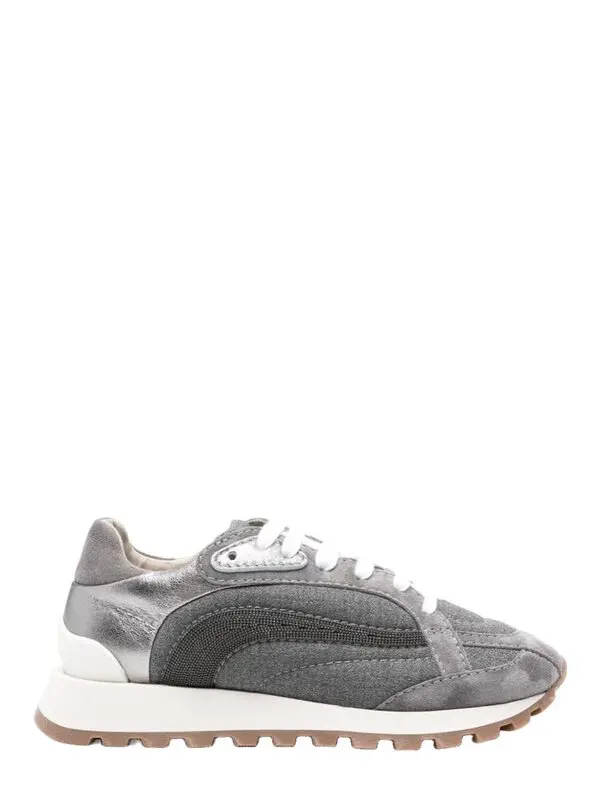 Brunello Cucinelli Monili Embellished Low-top Sneakers - Grey