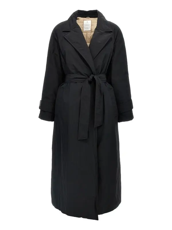 Brunello Cucinelli Long Belted Down Coat - Black