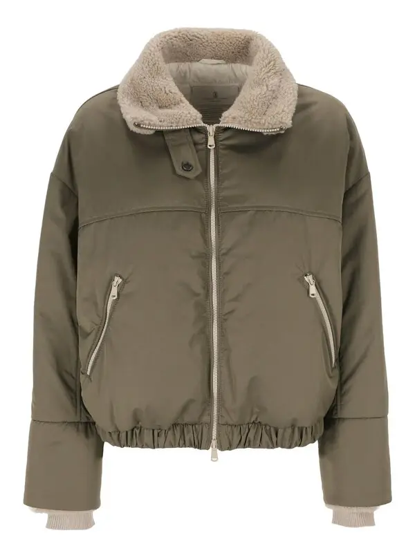 Brunello Cucinelli Zipped Padded Bomber Jacket - Khaki