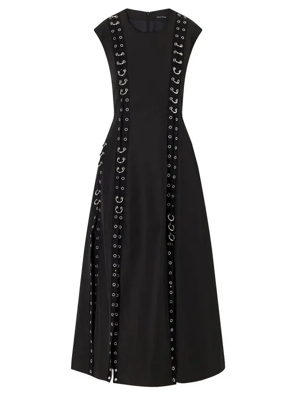Simone Rocha Embellished Twill Midi Dress - Black