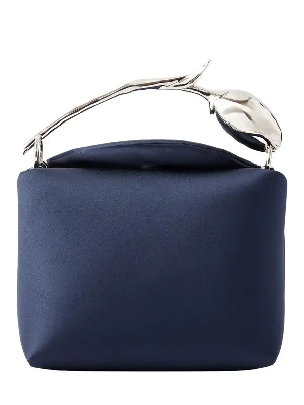 Erdem Mini Bloom Satin Top Handle Bag - Blue