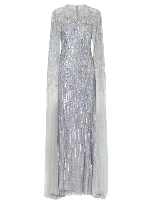 Jenny Packham Cosmic Dust Sequin-embellished Gown - Silver