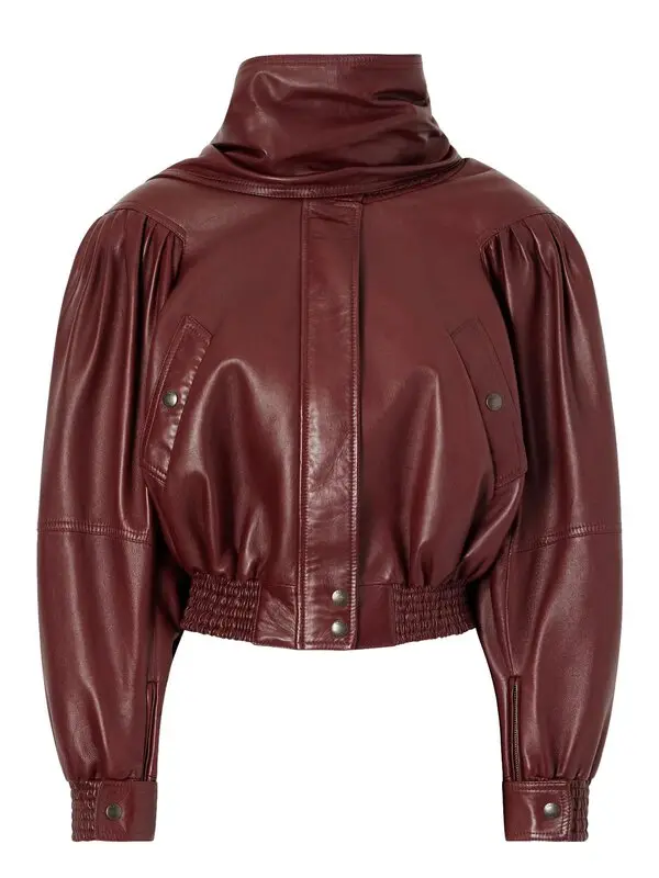 Chloé Scarf-detail Leather Jacket - Burgundy