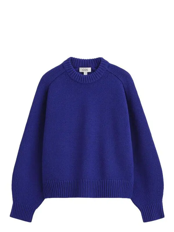 Cos Rounded Wool Crew-neck Sweater - Blue