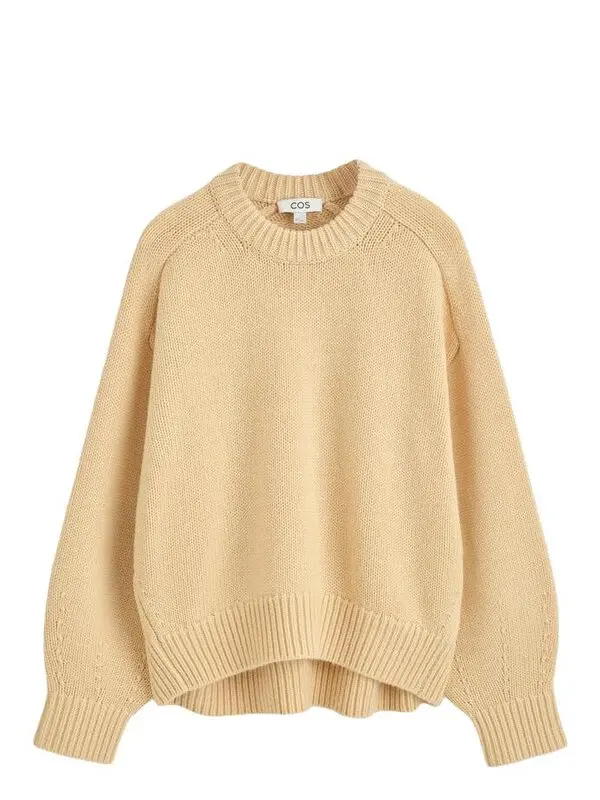 Cos Rounded Wool Crew-neck Sweater - Yellow