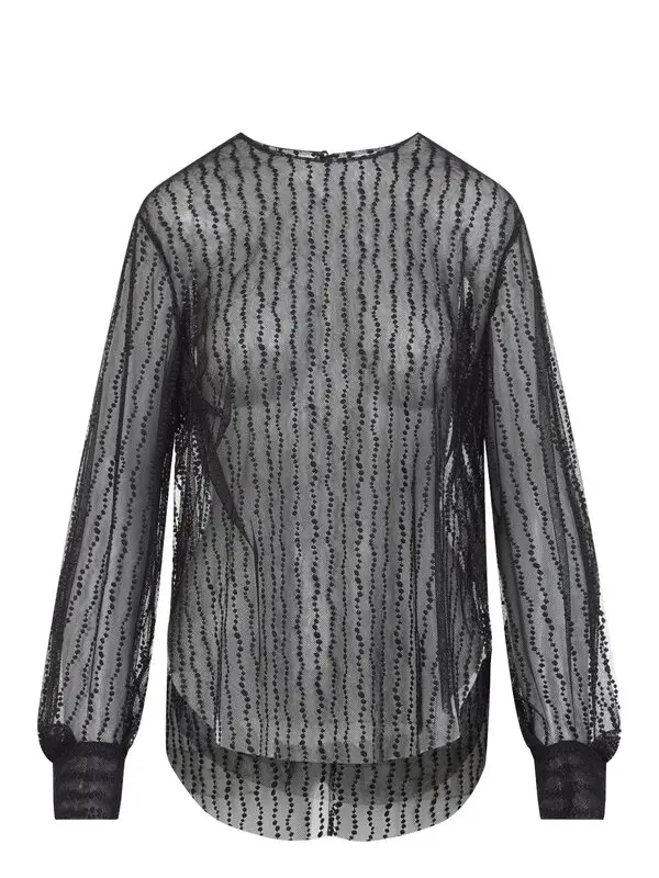Alberta Ferretti Tulle Blouse - Black