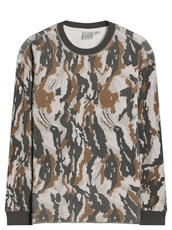 Gramicci Waffle Crew Long Sleeve Top - Bark Camo