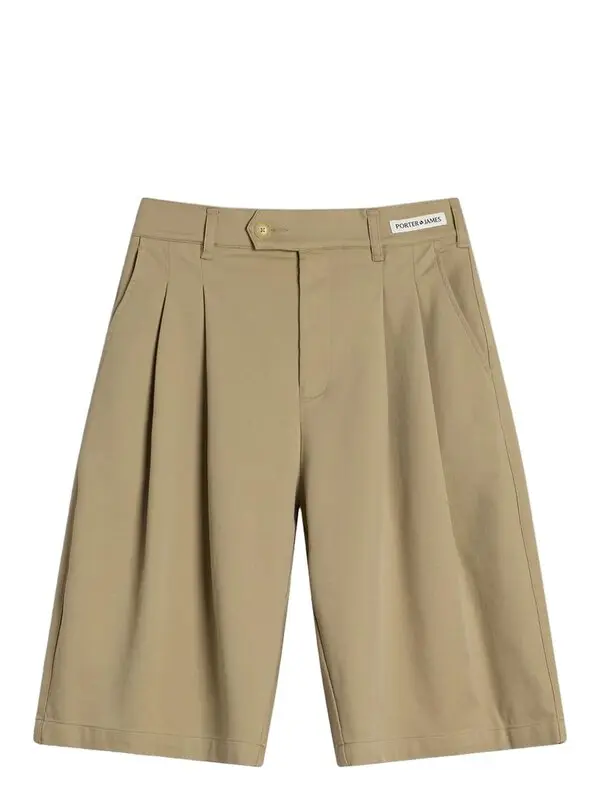 PORTER JAMES Double Pleated Shorts - Sand