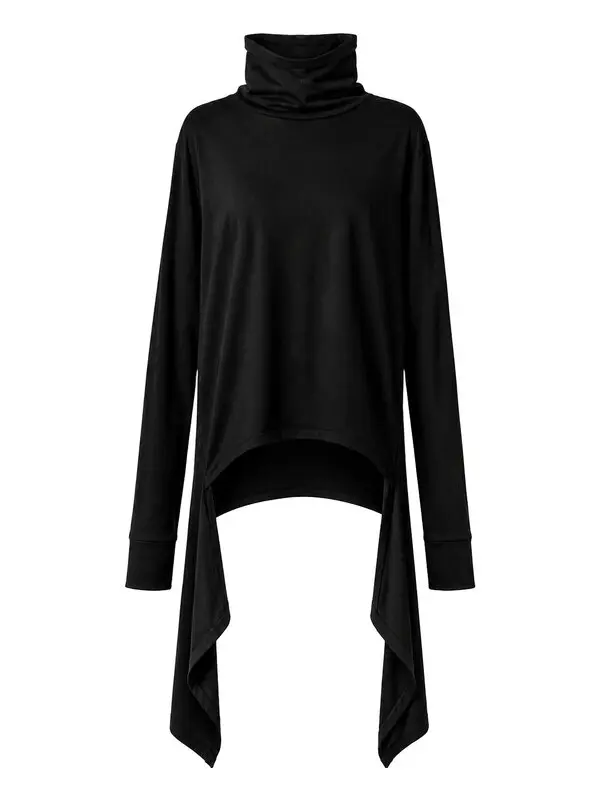 YOGI8APPAREL Soft Rebellion Longline Turtleneck Top - Black