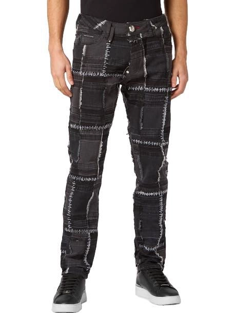Philipp Plein Denim Trousers Super Straight Cut - Grey