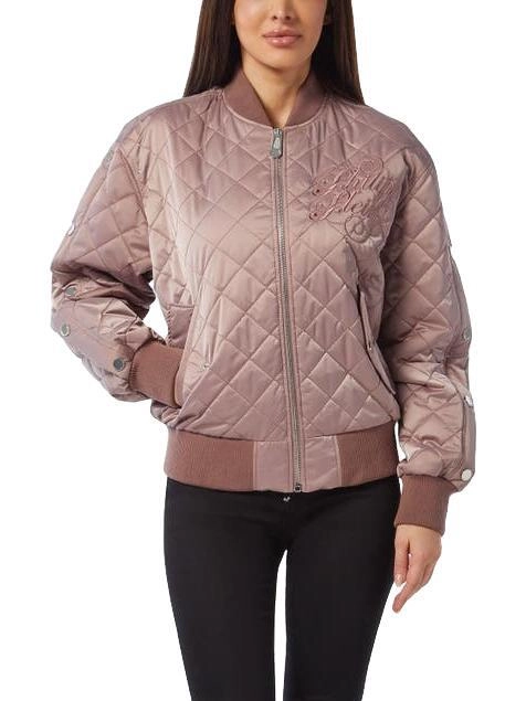 Philipp Plein Nylon Oversize Bomber Matelasse Diamond Signature - Nudepink