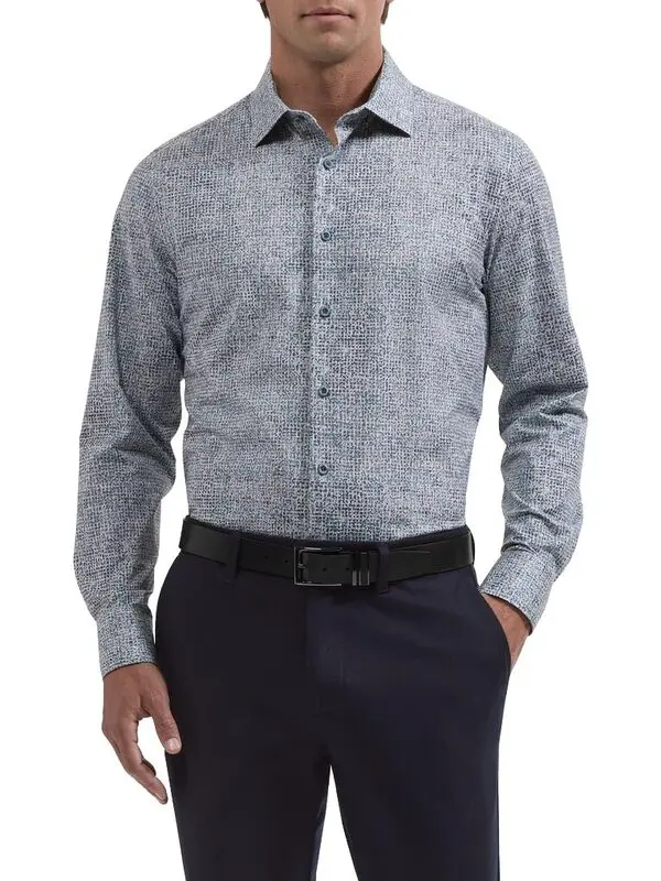 Bugatchi James Ooohcotton Button Up Shirt - Teal