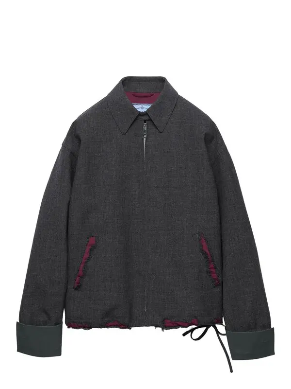 Prada Bonded Devoré Hopsack Blouson Jacket - Grey